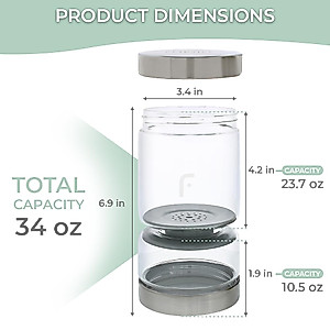 Flipjill Glass Pickle and Olives Jar with strainer flip, 34oz Glass jar, kitchen storage container, airtight glass jars, jar with lids