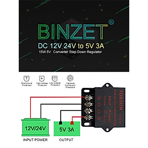 BINZET DC Converter Step Down Regulator 5V Regulated Power Supplies Transformer Converter (5V 3A 15W)