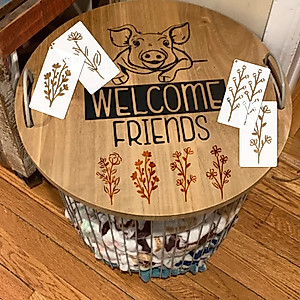 Botanical Flower Stencils for Crafts Small Wildflower Floral Paint Stencil for Painting on Wood Card Making, Tiny Nature Vine Herb Essential Art Stencils for Adults Kids Furniture Walls (50 flowers 2)