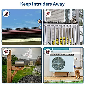 Bird Spikes, 20 Pack Bird Squirrel Raccoon Pigeon Cat Animal Deterrent Spikes for Outside Anti Bird Defender Spikes Outdoor to Keep Birds Away Black