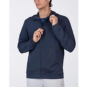 Apana Mens Jacket Zip Up Yoga Workout Training Athletic Woven Lightweight Sweatshirt Windbreaker Jacket With Pockets (Slate, Large)