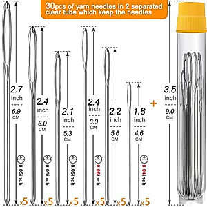55 PCS Large-Eye Blunt Needles, Large Eye Sewing Needles, 11 Sizes Hand Sewing Needles, Knitting Needles, Yarn Needles, Embroidery Needle, Quilting Needles with 4 Threaders, Weaving Stringing Needles