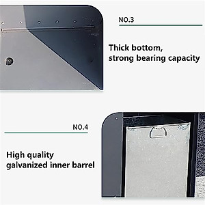 NOLLAM Garbage Storage Bucket, Durable Steel Trash Can with Wood Panel, Outdoor Bin for Trash and Rubbish, 55l Simple Large-Capacity Garbage Can for Outdoor Waste Recycle Bin