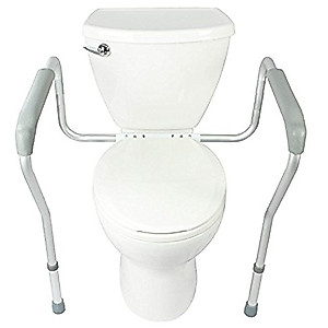 HEALTHLINE Toilet Safety Frame, Bathroom Safety Rail with Toilet Seat Assist Handrail Grab Bar, Medical Supply for Elderly, Adjustable Legs and Arm