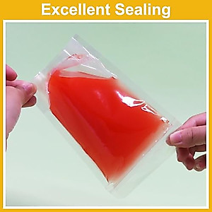 SumDirect 100pcs 5.1x7.8 Inches Clear Stand Up Food Bags, Resealable Zipper Stand-up Reusable Food Pouches Snack Packing Bag with Tear Notch Heat Resealable for Storing, Cookie, Snack Tea and Drinking