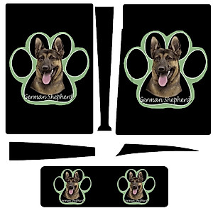 German Shepherd Dog Paw Cute Skin for P-S-5 Disc Edition Console and Controller Cover Wraps Full Print Protector Sticker