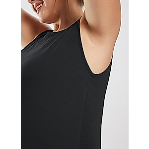 BALEAF Women's Plus Size Workout Tank Tops Loose Fit Sleeveless Athetic Running Exercise Shirts Black XL
