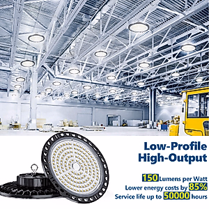 CHENGCHILIT LED High UFO Bay Light 2 Pack, 100W 15000LM 7000K UFO LED High Bay Lights with 110V Plug 6.56ft Cords, Super Bright Commercial LED Lights for Warehouse Gym High Bay Lighting