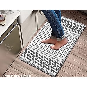 Kitchen Mat Cushioned Anti-Fatigue Kitchen Rug, Waterproof Non-Slip Kitchen Mats and Rugs Heavy Duty Comfort Foam Rug for Kitchen, Floor Home, Office, Sink, Laundry (Grey Box, 18''x30'')