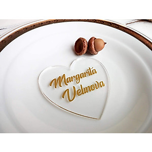 Clear Blank Heart Acrylic Place Card for Weddings,Guest Names Escort Cards,PMMA Tile Place Cards,Dining Seating Chart Place Cards for Birthday Parties, Table Place Cards (3")