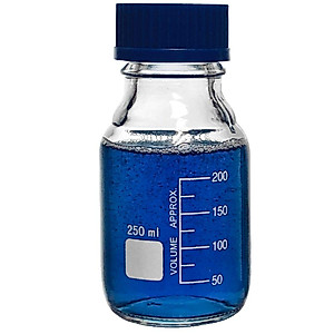 Karter Scientific 250ml Glass Round Media Storage Bottles with GL45 Screw Cap, Borosilicate Glass, 251L9 (Pack of 4)