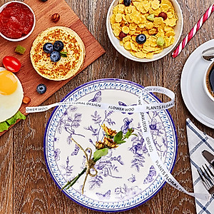 40 Pcs Floral Blue & White Flower Party Supplies White & Blue Floral Paper Plates 7" Wedding Party Plates for Floral Party Theme Bridal Shower Baby Shower Tea Party Floral Birthday Party Decorations