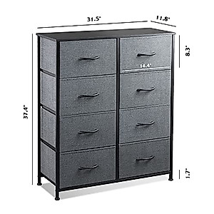 WLIVE Dresser with 8 Drawers, Fabric Dresser for Bedroom, Hallway, Nursery, Entryway, Closets, Sturdy Metal Frame, Wood Tabletop, Easy Pull Handle, Charcoal Gray