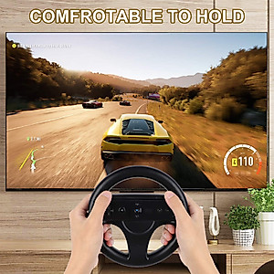 GEEKLIN Steering Wheel for Wii Controller, 2 pcs Black Racing Wheel Compatible with Mario Kart, Game Controller Wheel for Nintendo Wii Remote Game