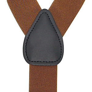 Timiot Y Back Button 1.4" Suspenders for Men with Stylish Leather Button Ends(Coffe)