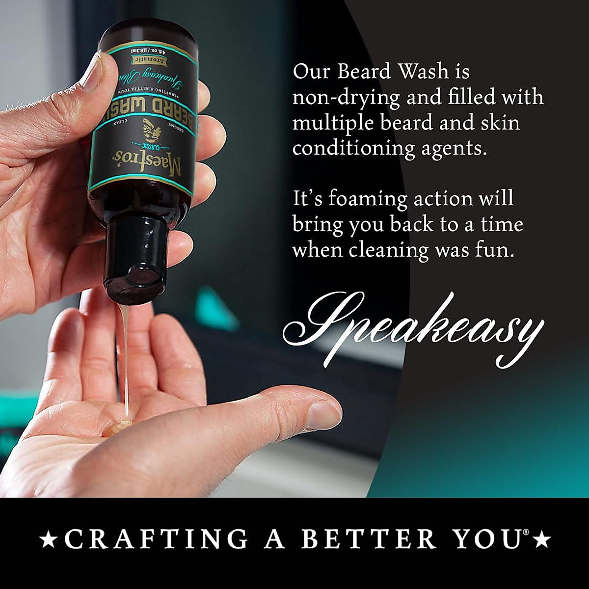 Maestro's Classic BEARD WASH | Anti-Itch, Deep Cleaning, Non-Drying, Fully Hydrating Gentle Cleanser For All Beard Types & Lengths- Speakeasy blend, 4 Ounce