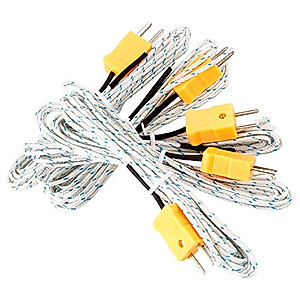 STARVAST 5 Pcs K-Type Thermocouple Sensor Probes 3m / 9.8ft, Temperature Sensor Probe Measure Range -50-400°C (-58-752°F)