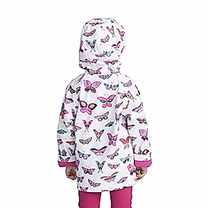 Hatley Girls' Little Button-Up Printed Rain Jacket, Groovy Butterflies, 2 Years