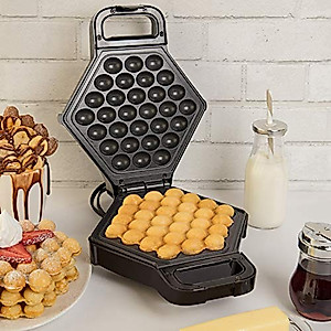 Bubble Waffle Maker - Electric Non stick Hong Kong Egg Waffler Iron Griddle w/ Ready Indicator Light - Ready in under 5 Minutes- Free Recipe Guide Included, Make Delicious Waffle Ice Cream Cones, Gift