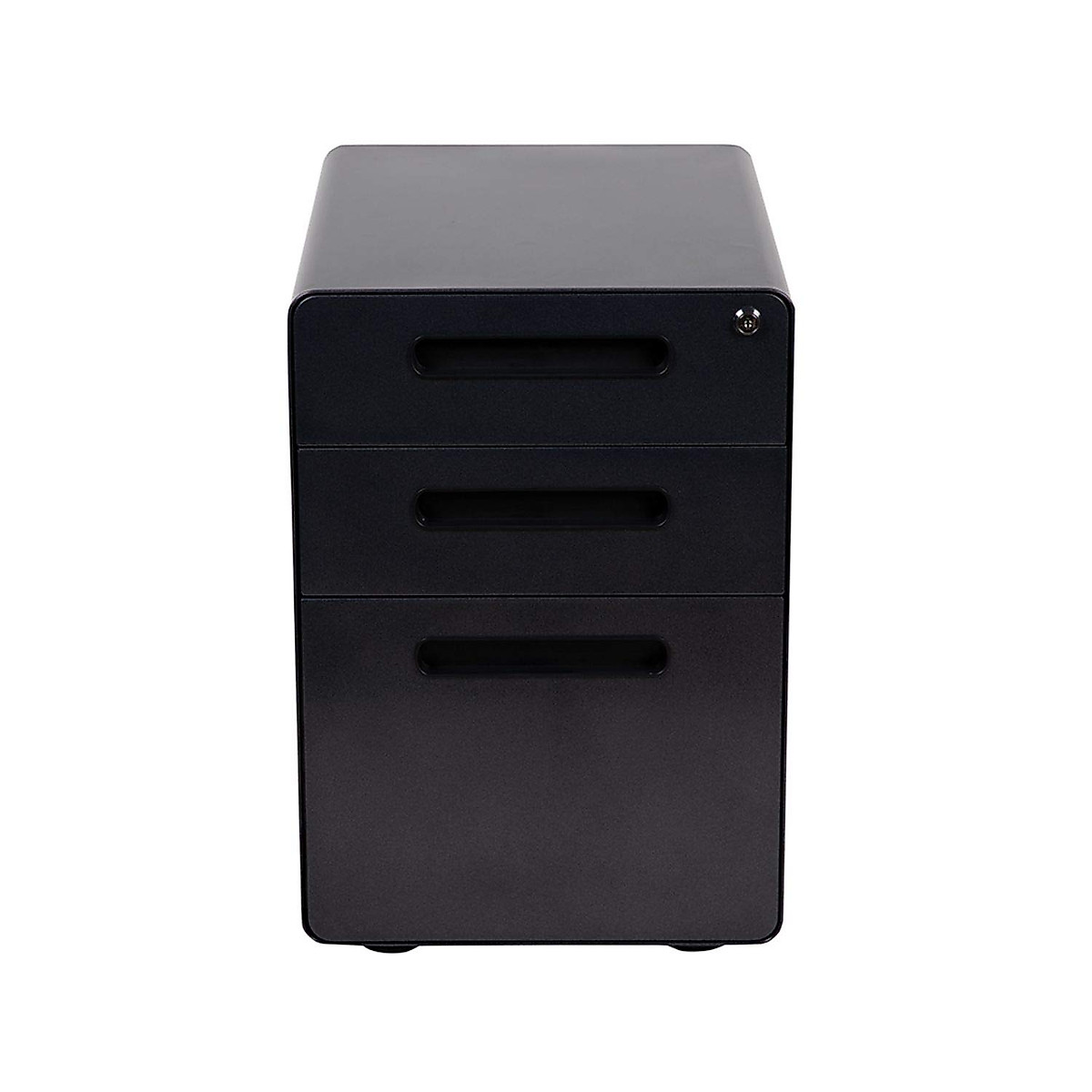 Flash Furniture Ergonomic 3-Drawer Mobile Locking Filing Cabinet with Anti-Tilt Mechanism and Hanging Drawer for Legal & Letter Files, Black