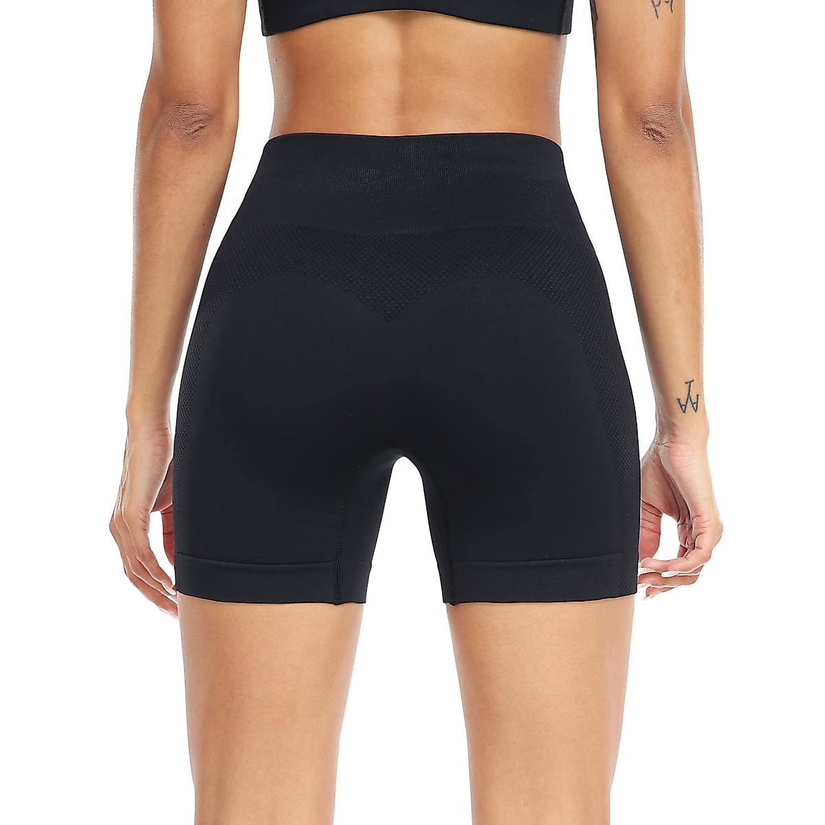 SALSPOR Workout Shorts Women, High Waist Seamless Gym Spandex Shorts(A,Black,M)