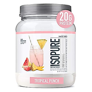 Isopure Protein Powder, Clear Whey Isolate Protein, Post Workout Recovery Drink Mix, Gluten Free with Zero Added Sugar, Infusions- Tropical Punch, 16 Servings