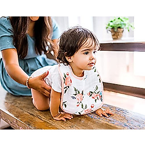 Little Unicorn Cotton Muslin Classic Bib 3 Pack– 100% Cotton – Machine Washable - Softer with Every Wash – Playful Designs - 3 Lightweight, Breathable Layers – for Boys and Girls (Watercolor Roses)