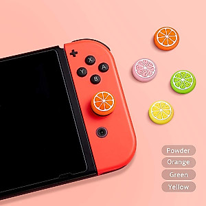 4 PCS Fruit Design Thumb Grip Caps for Switch, SAMERIVER Hestia Goods Joystick Cap for Nintendo Switch & Lite, Soft Silicone Cover for Joy-Con Control
