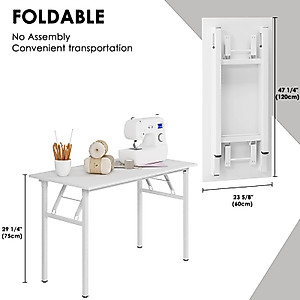 Need Office Computer Desk - 47.2L Sturdy and Heavy Duty Folding Laptop Table,Writing Table/Home Office Desk/Sewing Table,No Assembly Required,White AC5DW(120 * 60)
