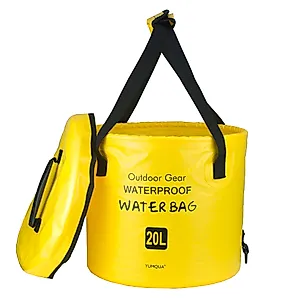 YUMQUA Collapsible Bucket with Lid, Portable Folding Water Bucket Wash Basin for Camping Boating Traveling Fishing Gardening Car Washing
