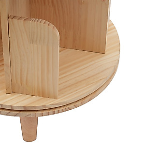 YIYIONCE 6 Tier Rotating Bookcase, 360 Display Spinning Bookshelf, Wood Bookcase for Kids & Adults, Corner Bookshelf for Bedroom, Living Room, Study Room (Wood) | US Stock