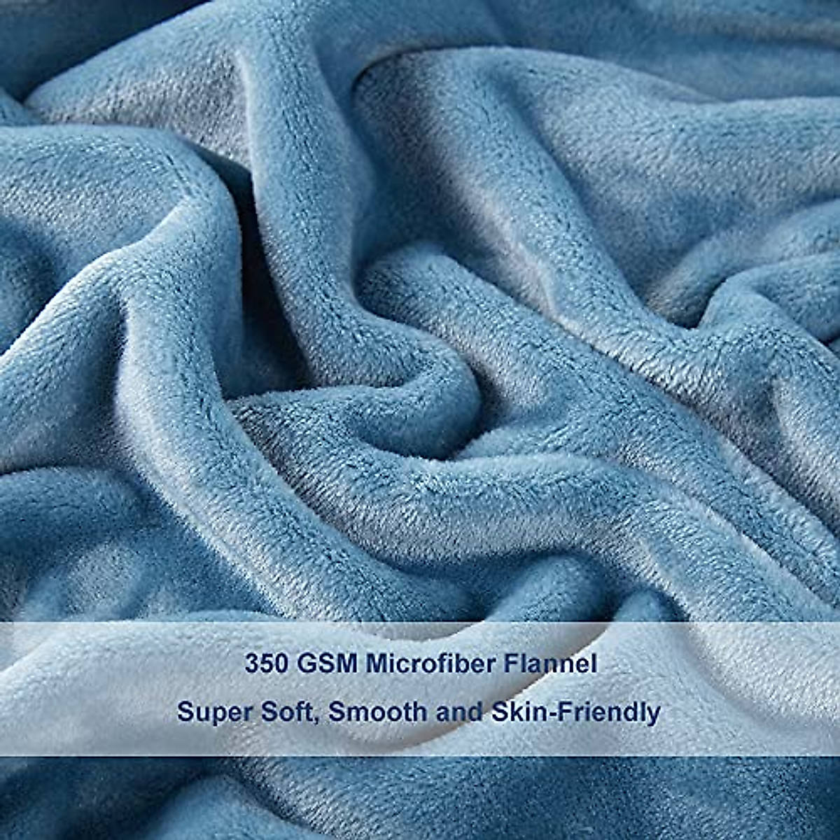 Surii Home Luxury Microfiber Flannel Blanket, Super Soft, Warm, Cozy, Fluffy, and Breathable, Perfect Throws for Bed, Couch, Sofa, for All Season Use. 350GSM Travel Size 50x60 Inches(Sky Blue)