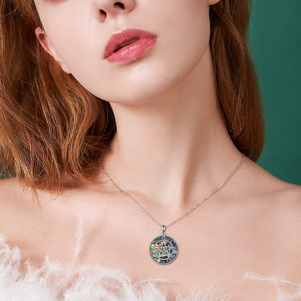 LUHE Pentagram Pentacle Necklace Gifts for Women Her Sterling Silver Chakra Moon Pentagram Pendant necklace Celtics Pagan Wiccan Magic Amulet Jewelry for Teen Girls