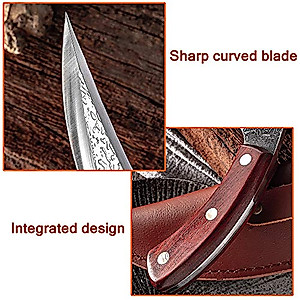 Balaweis Chef Knife 5 inch Professional Kitchen Boning Knife Sharp Blade Cutting Cooking Stainless Steel Knife Handmade Forged Hammered kitchen Knife Outdoor BBQ Portable travel Meat Cleaver