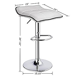 ErgoDesign Bar Stools Set of 2, Square Backless Adjustable Bar Stools, Swivel Bar Stool, Barstools Set of 2 (White)