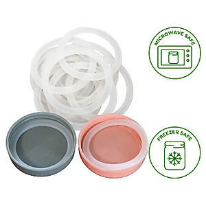 Platinum Silicone Sealing Rings Gaskets for Leak Proof Mason Jar Lids (10 Pack, Wide Mouth)