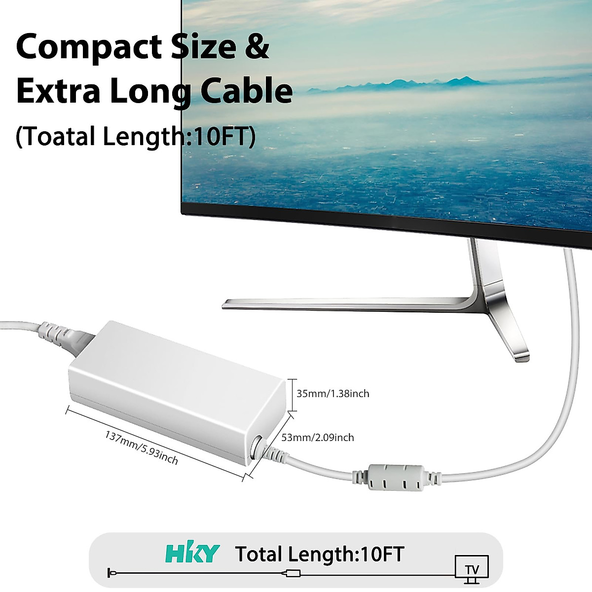 HKY 19V AC Power Adapter compatible with LG V220 V325 V720 V960 XPION 29V940 34UM95 34UC97C 34UM94 34UM94-P 34UM94-PD 34UM95-P 34UM95-PD 34UM95-PE LGUM95 34WN80C 34WN80C-B LCAP31 All-in-one PC Charger