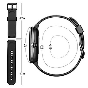 ZURURU Soft Silicone Smart Watch Replacement Bands Straps 19mm for Veryfitpro ID205L, ID205S, ID205U, ID205 Fitness Watch Black