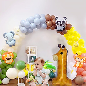 Giraffe 1st Birthday Balloons 40 inch Large Number 1 Balloon Wild 1 Birthday Decorations First Party Supplies for Baby Shower Safari Animals Ballon