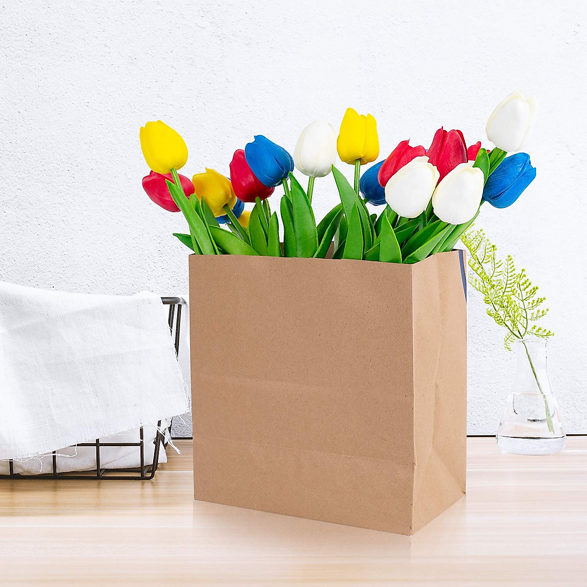 20pcs Fake Tulips Artificial Flowers for Decoration. Fake Flowers Artificial Tulip Bouquet Real Touch PU Faux Flowers for Valentines Day Anniversary Home Wedding Party Office Hotel Garden Floral Décor