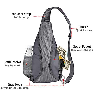 Elfhao Small Sling Bag Chest Shoulder Backpacks Waterproof Gym Outdoor Crossbody Daypacks For Women Men Kids