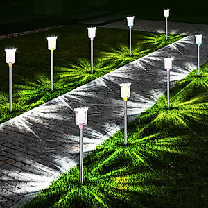 ALFIOT Solar Garden Lights, Pathway Lights Outdoor Waterproof and Ultra-Bright LED Landscape Lighting, Solar-Powered Illumination Decorative Firefly Lights（6 Pack）… (PW-L-002-A)