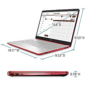 HP 2023 15.6" HD Laptop Computer Intel Dual-Core Pentium Gold 6405U 4GB DDR4 500GB HDD Intel UHD Graphics HD Webcam Bluetooth RJ-45 USB-C HDMI Windows 10 Scarlet Red w/RE 32GB USB