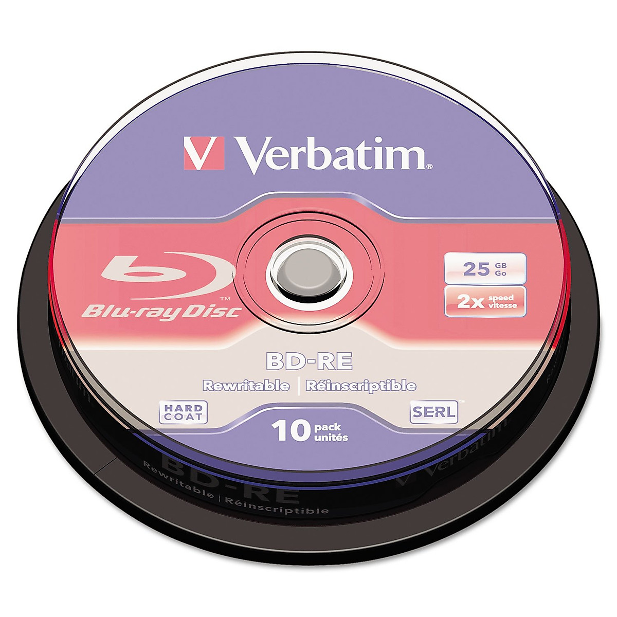 Verbatim BD-RE 25GB 2X Surface - 10pk Spindle Box - 25GB - 10pk Spindle