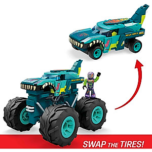 MEGA Construx Hot Wheels Monster Trucks Toy Car Building Set, MEGA-Wrex with 187 Pieces, 1 Micro Action Figure Driver, Red, Kids Age 5+ Years