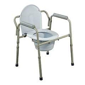 Drive DeVilbiss Healthcare 11148N-4 Folding Steel Commode, Height 15.5" - 21.75" (Pack of 4)