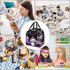 YHDVMYIS Kawaii Lunch Bag Cute Anime Insulated Portable Lunch Box Cartoon Reusable Thermal Bento Lunch Tote Cooler Bags For Women Men Office Work Picnic
