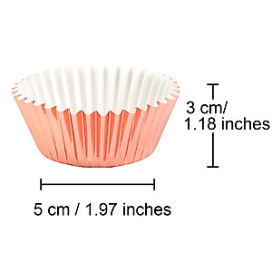 URATOT 100 Pieces Foil Metallic Cupcake Liners Muffin Wrappers Foil Baking Cups Muffin Paper Cases, Rose Gold