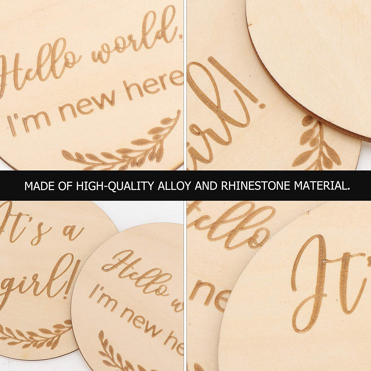 Abaodam Amosfun 2Pcs Its A Girl Sign Wood Baby Monthly Cards Milestone Discs Baby Shower Party Decorations for Gender Reveal Baby Announcements(10cm)