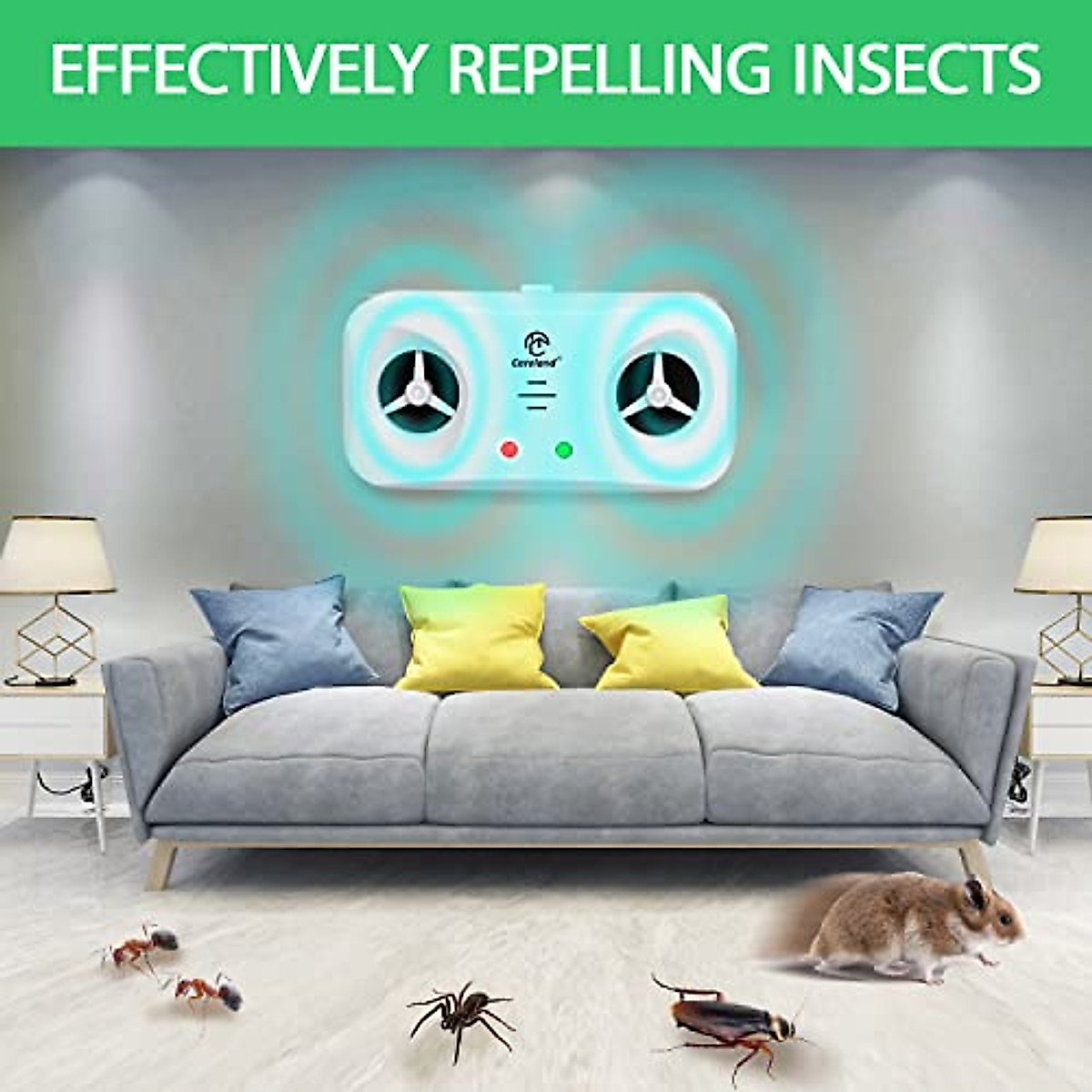 Careland Ultrasonic Mouse Repellent Squirrel Repeller Rodent Detector Rat Deterrent Pest Repellent Mice Deterrent for Indoor Use